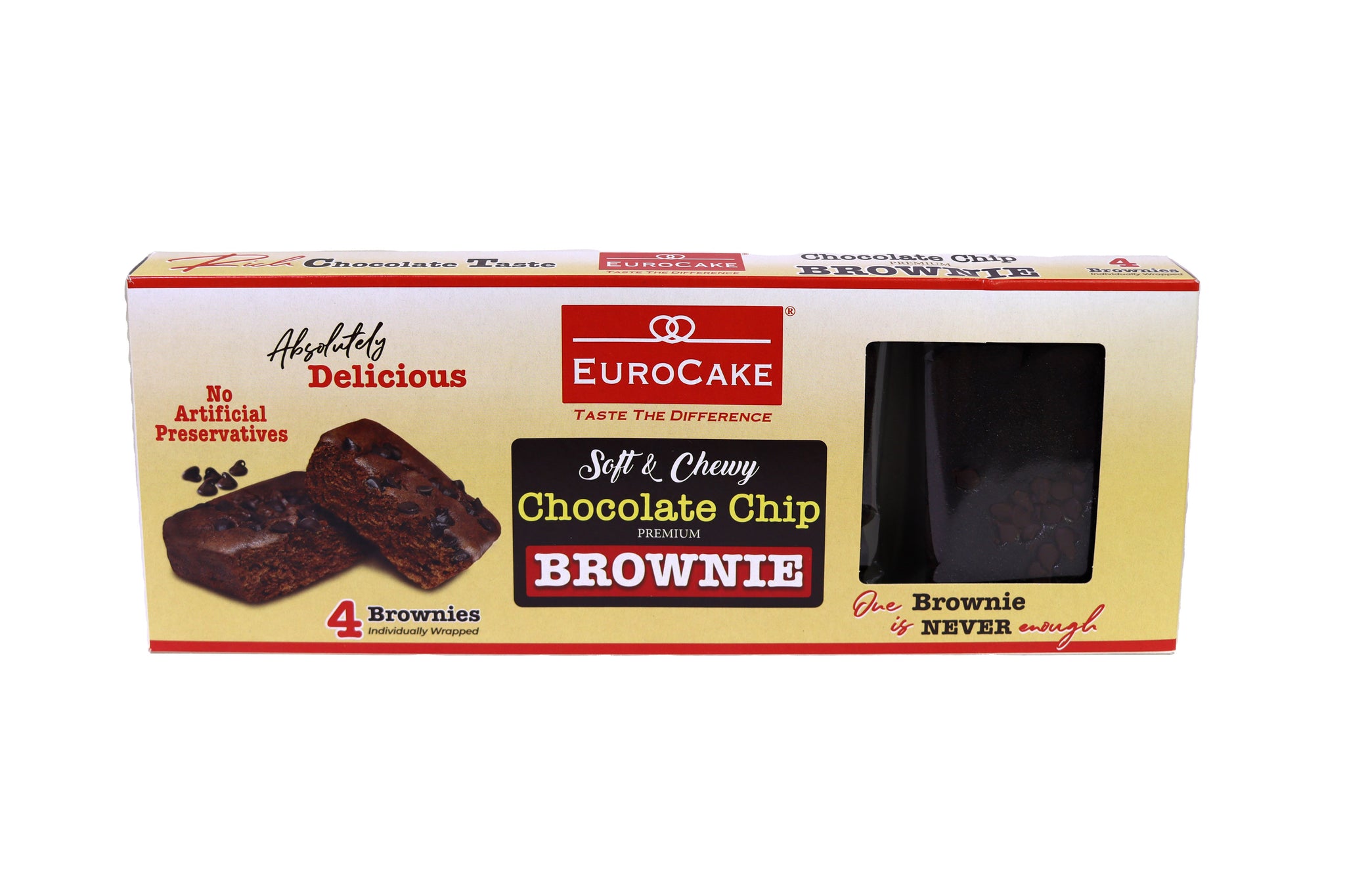 Eurocake Chocolate Chip Brownie 200g (Pack of 2, Total 8 Pieces ...