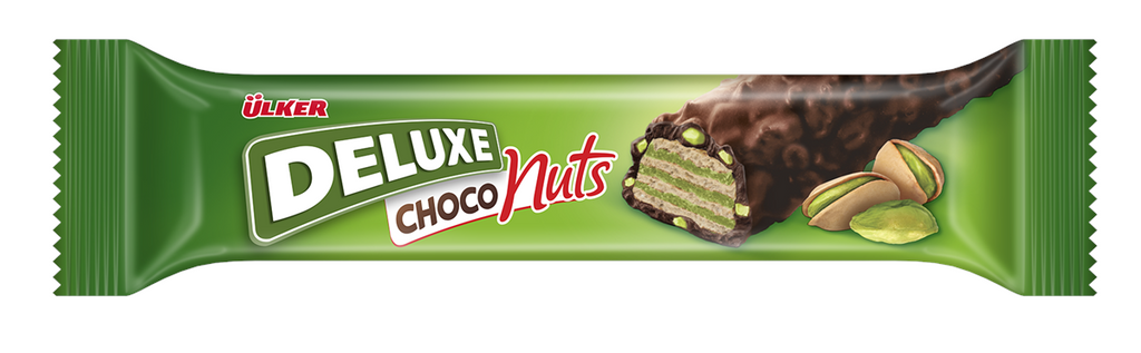 Ulker Deluxe Choco Nuts With Pistachio 35 Gm (Pack of 12 Pieces)