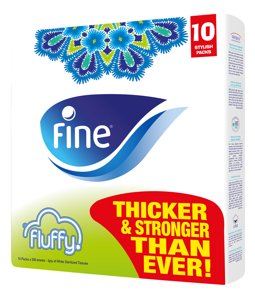 Fine Facial Tissues Fluffy 200 Sheets 2 ply - Total 40 Packs ...
