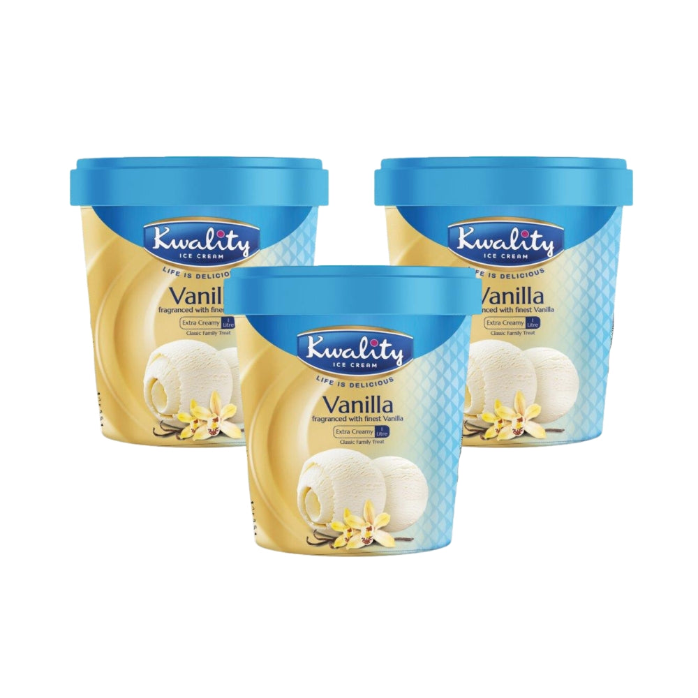 Kwality Vanilla Ice Cream 1Ltr (Pack of 3) – Billjumla.com