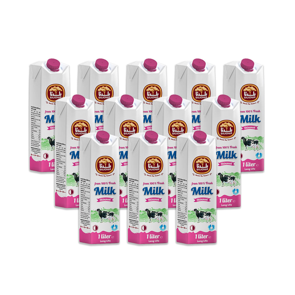 Baladna Skimmed Long Life Milk 1Litre (Pack of 3)