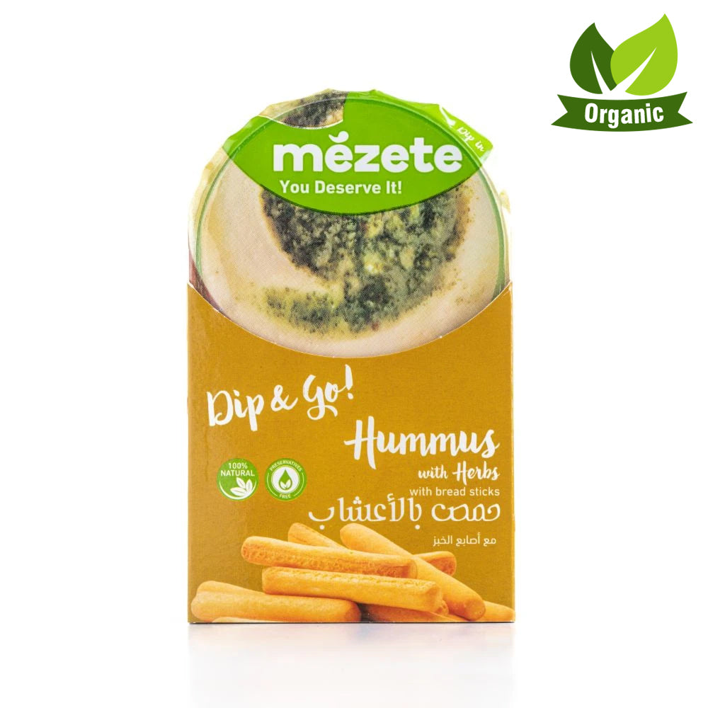 Mezete Hummus With Herbs Dip & Go With Breadsticks 92g - (Pack of 12 P ...