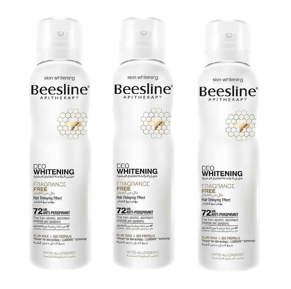 Beesline Whitening Deo Spray Fragrance Free 150ml - (Pack of 3)
