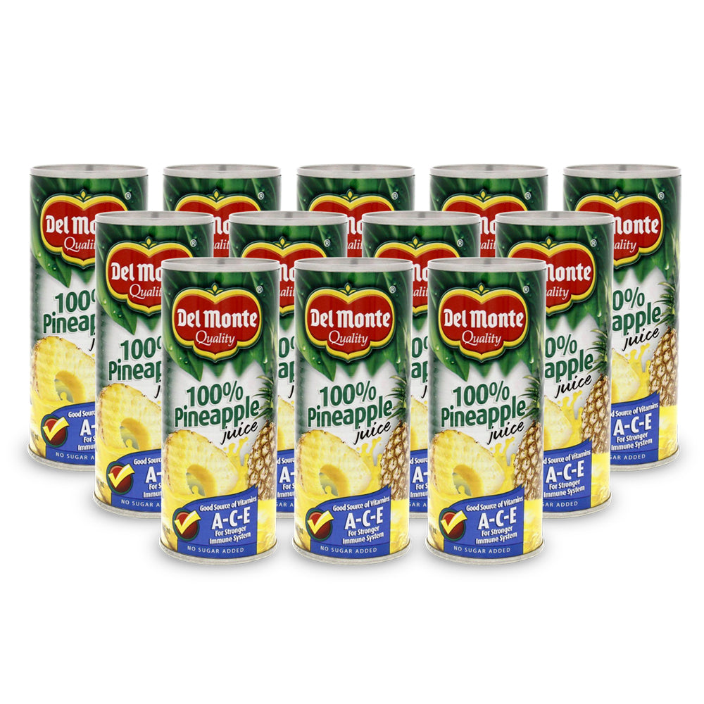 Del Monte Pineapple Juice Unsweetened 100% 240ml - (Pack Of 6 Pieces)
