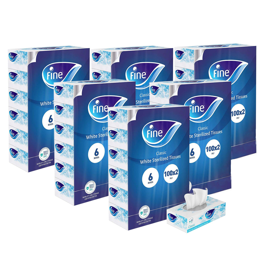 Fine Face Tissue Classic 100 x 2Ply - (Pack of 6 - Total 36 Boxes)
