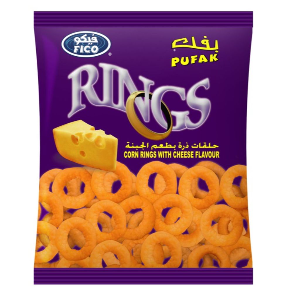 Fico Pufak Corn Rings With Cheese 15g (2 Bags of 23 Pieces - Total 46