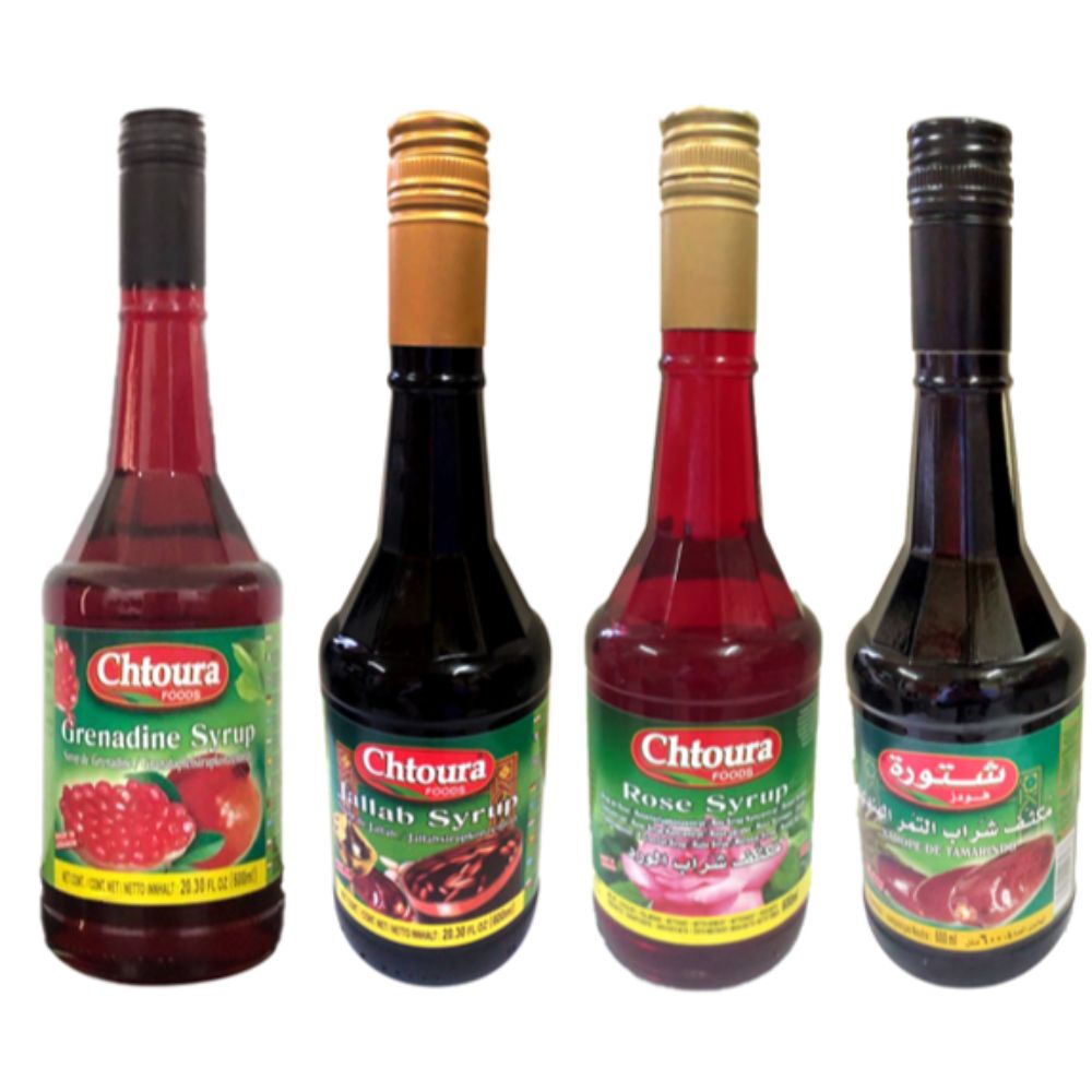 Chtoura Concentrated Assorted Syrup 600ml - (Pack of 1 x 4 Flavours)