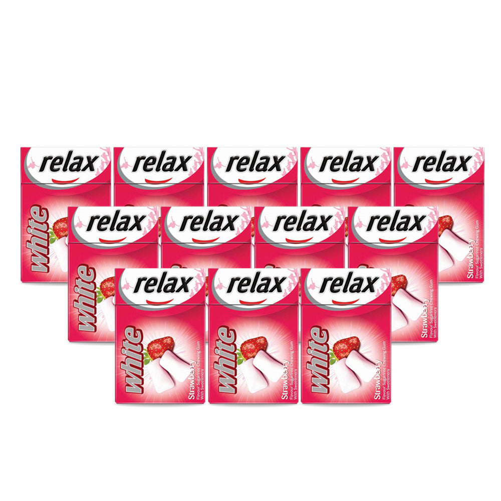Relax White Strawberry Flavoured Sugar Free Chewing Gum 21.5g (Pack of